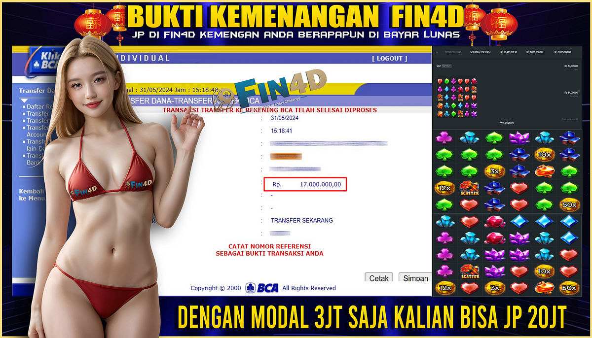 Selamat kepada member setia FIN4D telah mendapatkan JP di game BONANZA GOLD Sebesar 17 juta ...