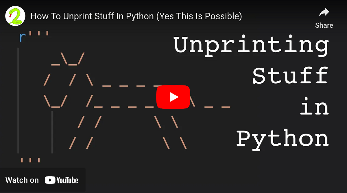 [VIDEO] How To Unprint Stuff in Python | by Liu Zuo Lin | Level Up Coding