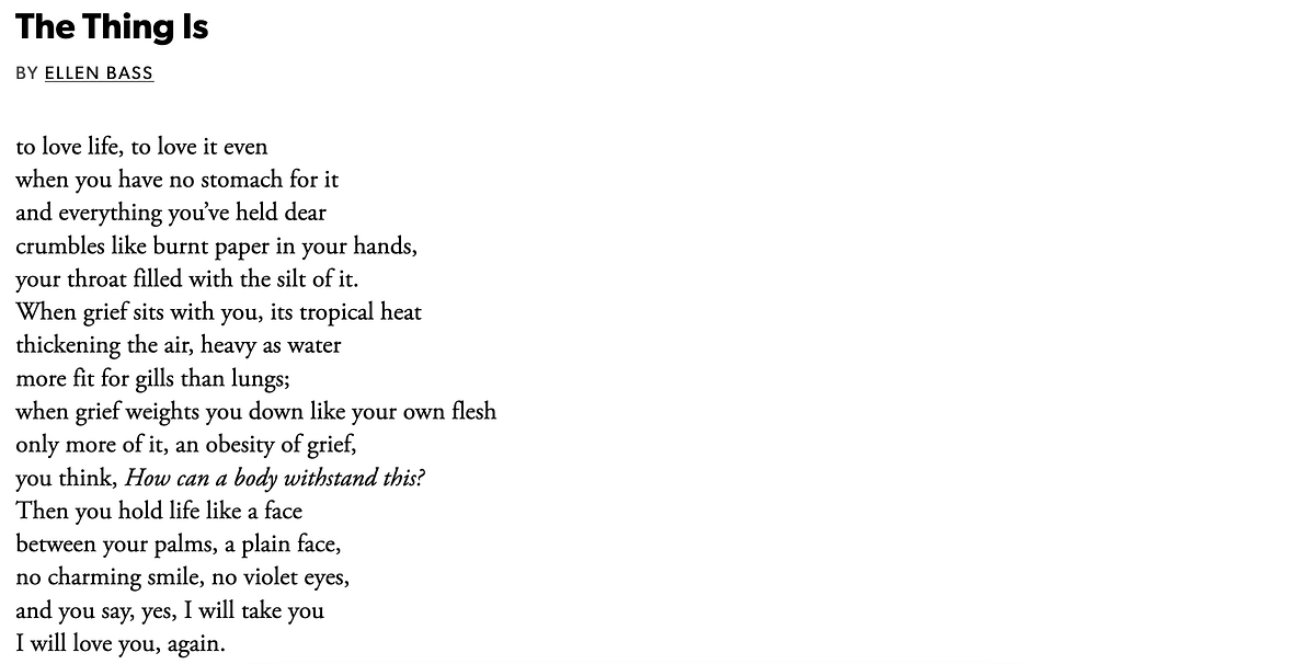 The Thing Is By Ellen Bass. A short poem analysis. | by Rucha | Medium