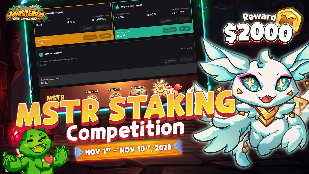 LIVE NOW: Stake To Win 2,000 USDT in MSTR Staking Competition! | by Monsterra P&E Game | Medium