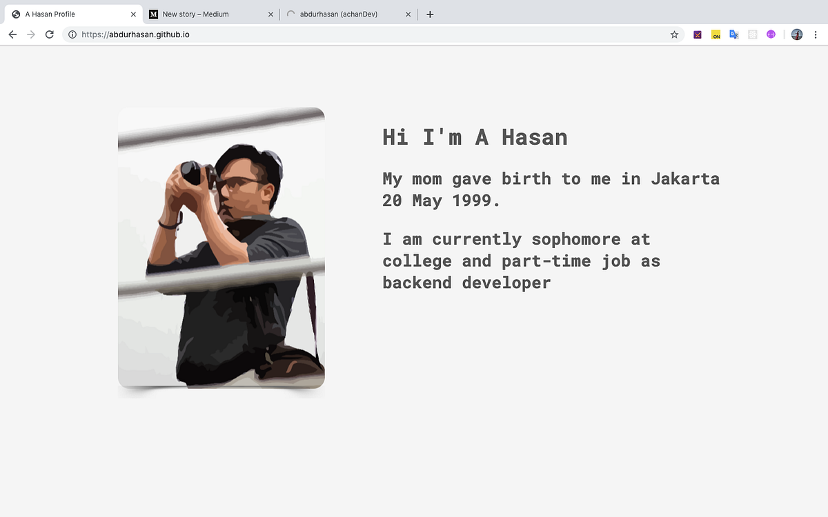Membuat portofolio online dengan github . Gratis ! | by AHasan.js | Medium