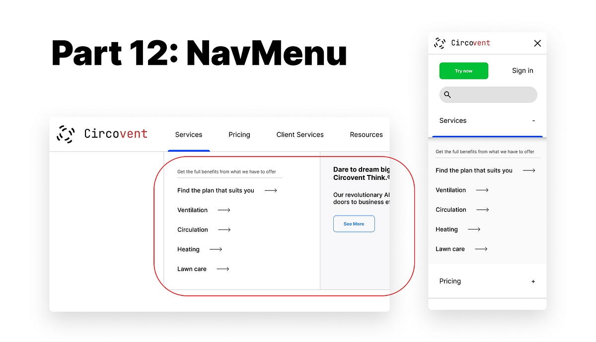 Part 12: The Hoverable Menu. Putting together the NavMenu which will… | by Corbz | Dev Genius