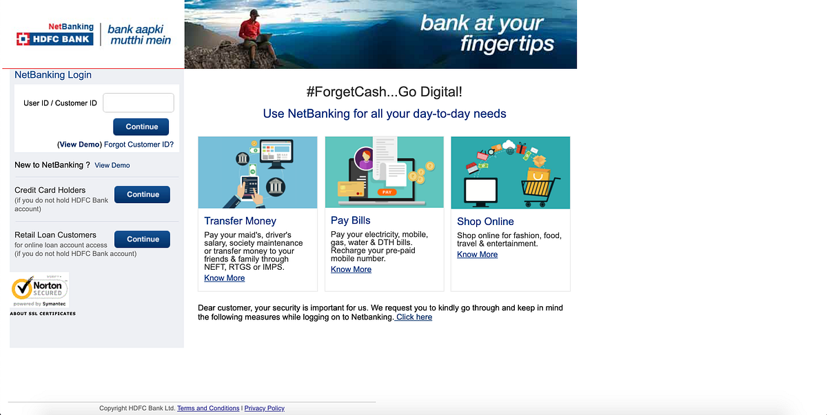 HDFC Netbanking Website Experience | by Vivek Singh | Medium