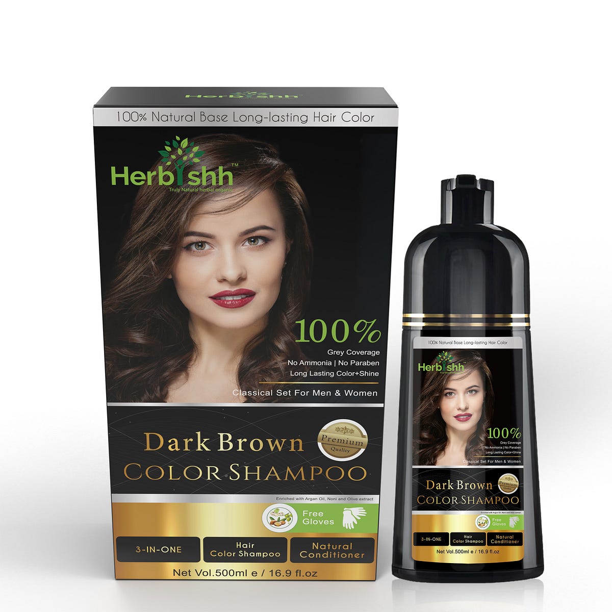 Embrace Stunning Dark Brown Hair with Herbishh Brown Hair Color Shampoo ...