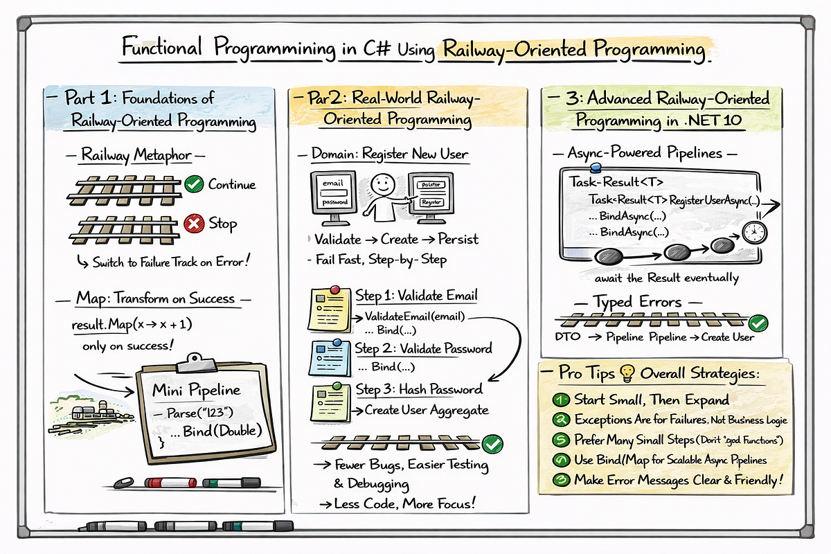 Functional Programming with C# (.NET 10): Railway-Oriented Programming — A Complete Three-Part ...
