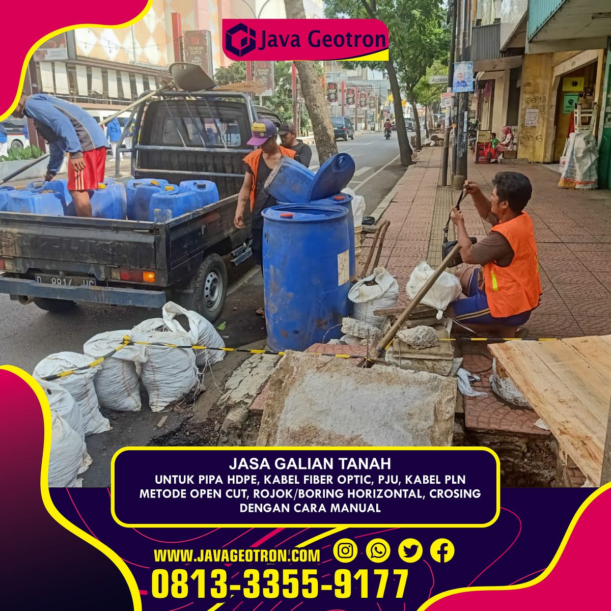 Jasa Boring Horizontal Rojok Manual Untuk Kabel dan HDPE - PT. JAVA GEOTRON - Medium