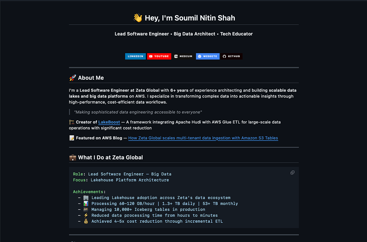 GitHub Profile README Generator Prompt | by Soumil Shah | Nov, 2025 | Medium