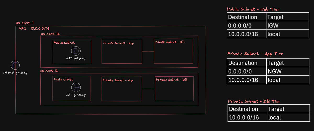 How to create a secure AWS VPC with Subnets and Route Tables | by ...