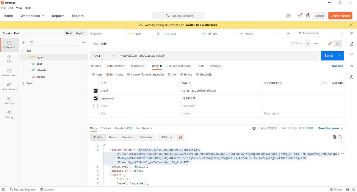 ใช้ Laravel และ Json Web Tokens Jwtทำ Web Authentication By