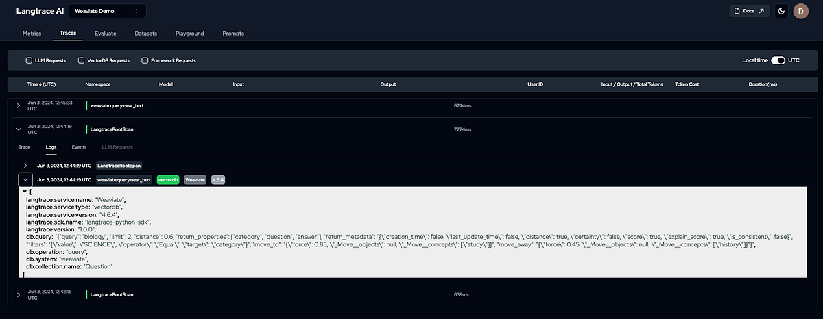 Enhancing Your Weaviate Workflow: Tracing with Langtrace | by Darshit Suratwala | Langtrace | Medium