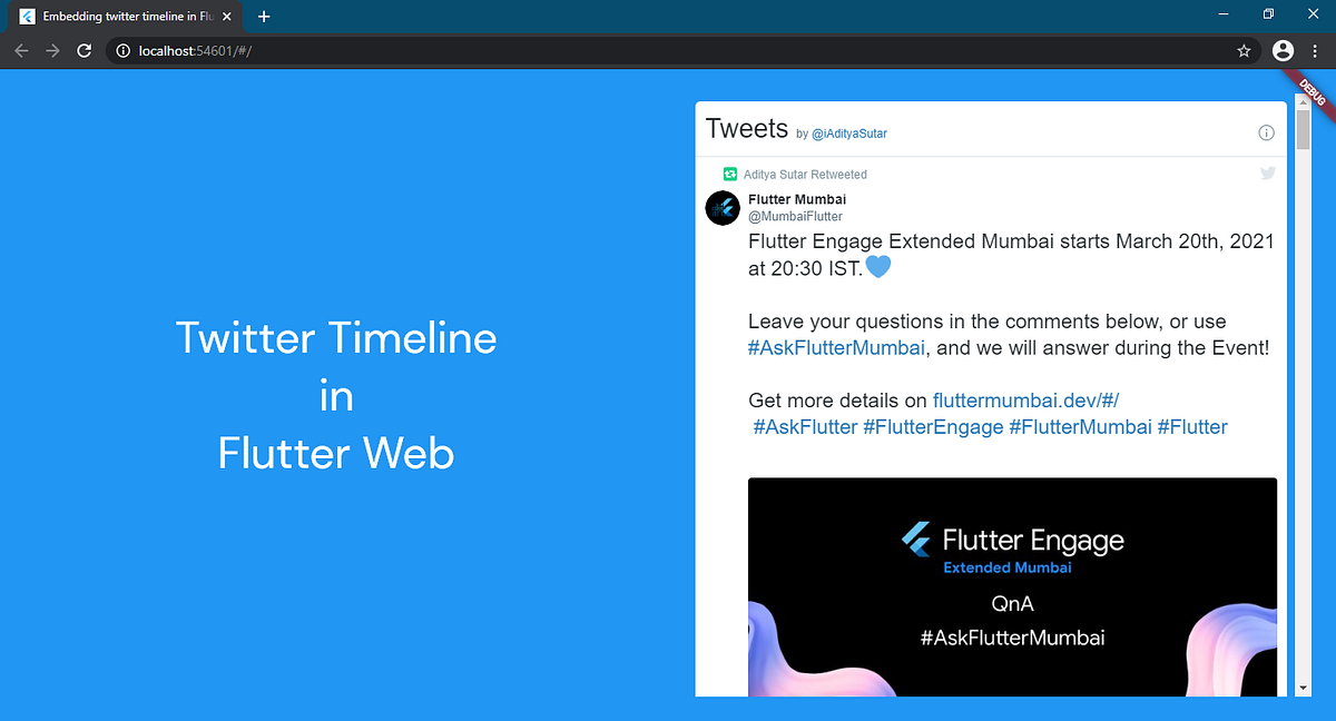 Embed Twitter Timeline in Flutter Web | by Aditya Sutar | Medium