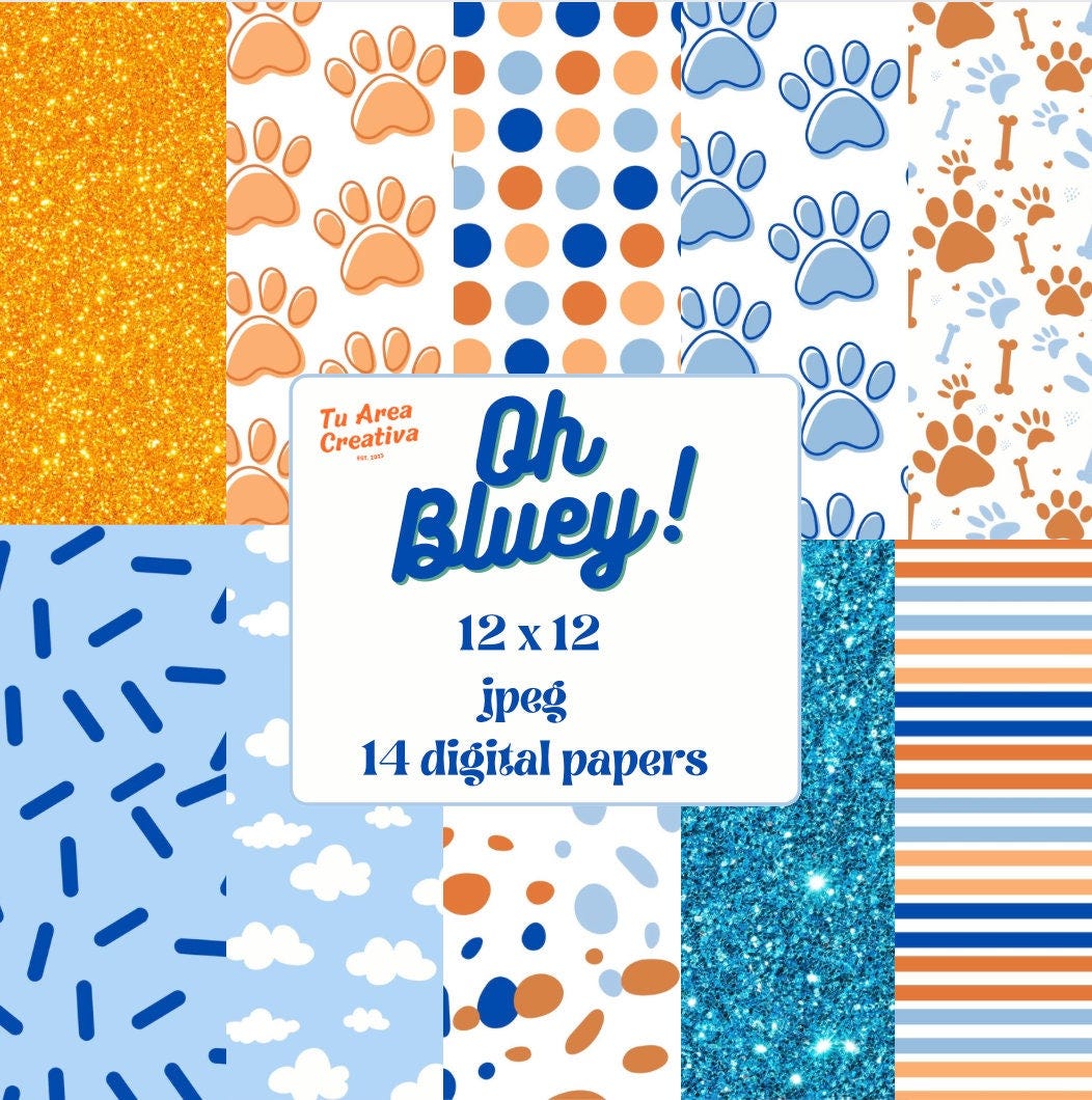 Oh Bluey digital papers | Bluey Inspired | 12x12 digital paper | by ...