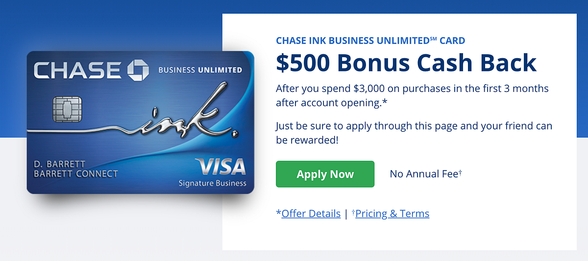 Chase Ink Unlimited Referrals — Finally! | by Jeff Peters | optimalist ...