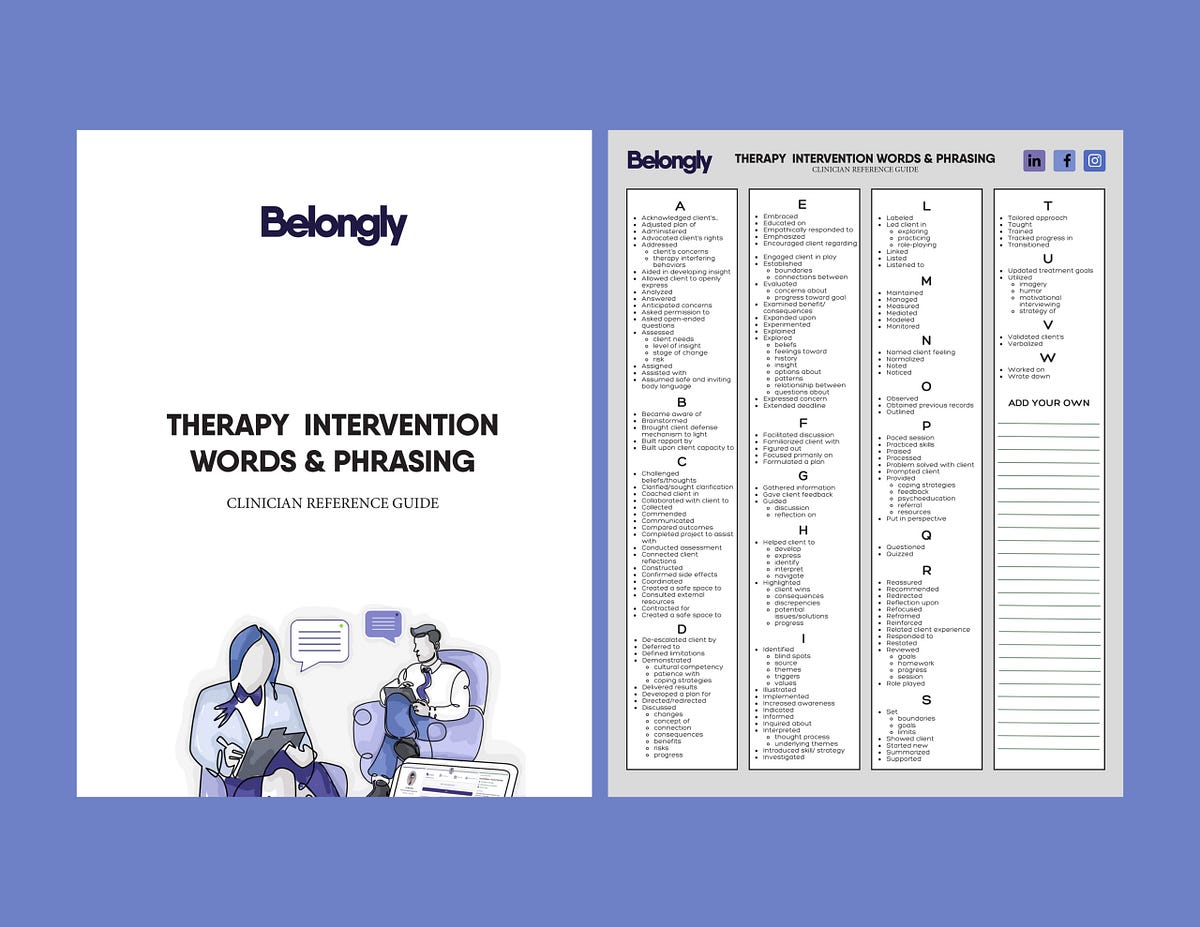 Therapy Intervention Words & Phrasing Reference Guide - Belongly - Medium