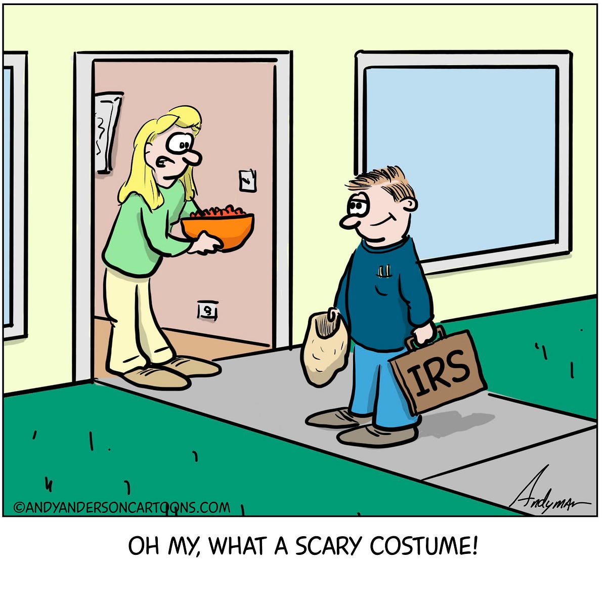 Halloween cartoon about a scary costume and taxes | Andy Anderson ...