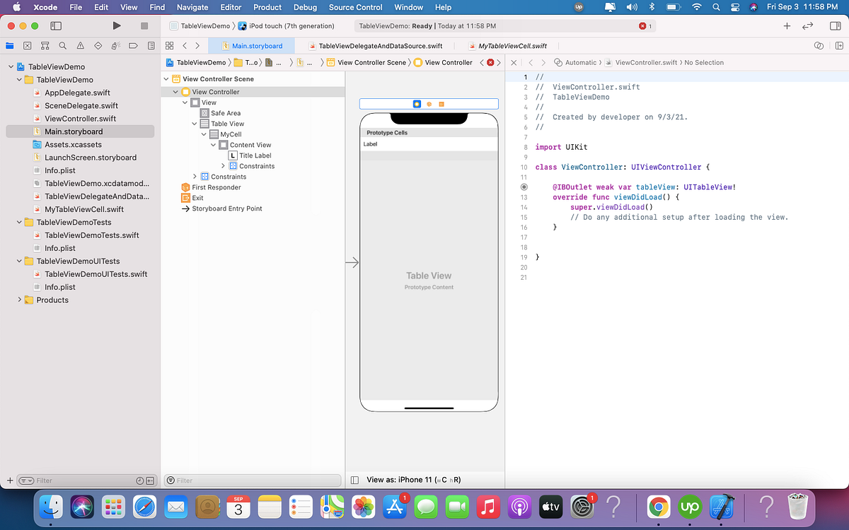 Putting tableview delegate and datasource in a separate file in swift | by Abhayjeet Singh | Medium