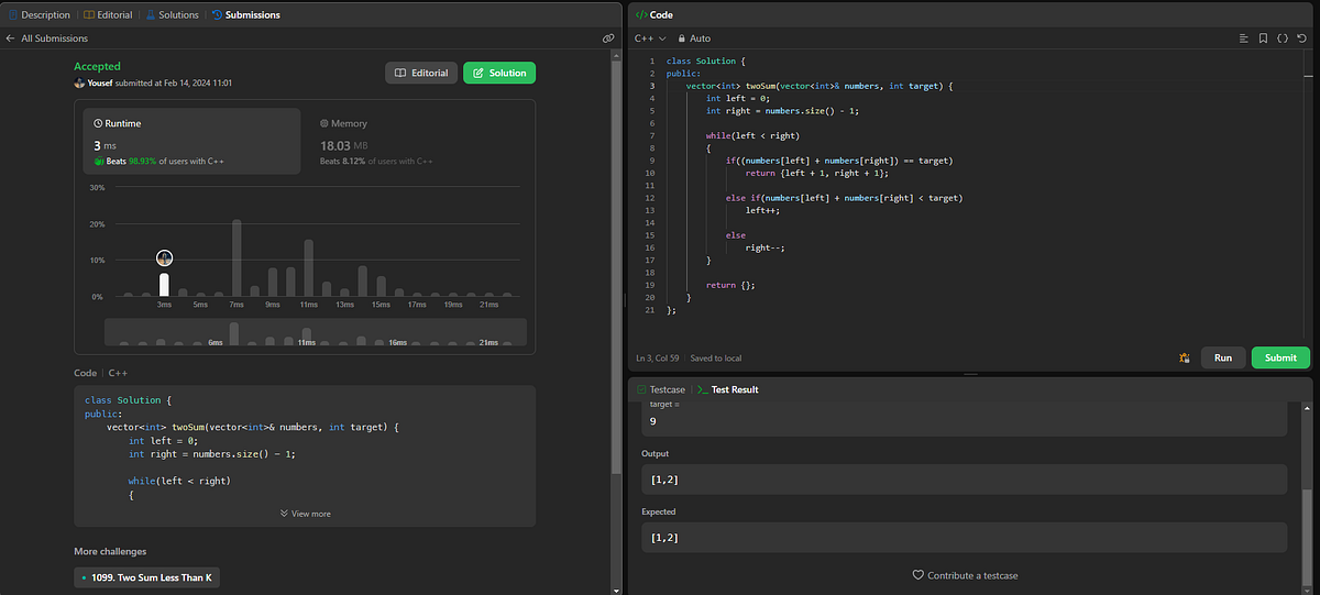 “Mastering the Art of Problem-Solving: Crushing LeetCode’s Two Sum II Puzzle!” | by Yousef Saad ...
