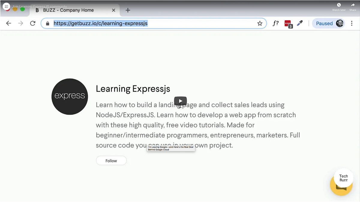 28 — Joining Tech Buzz / Learning ExpressJS Community | by Bahadir Balban | Tech Buzz | Medium