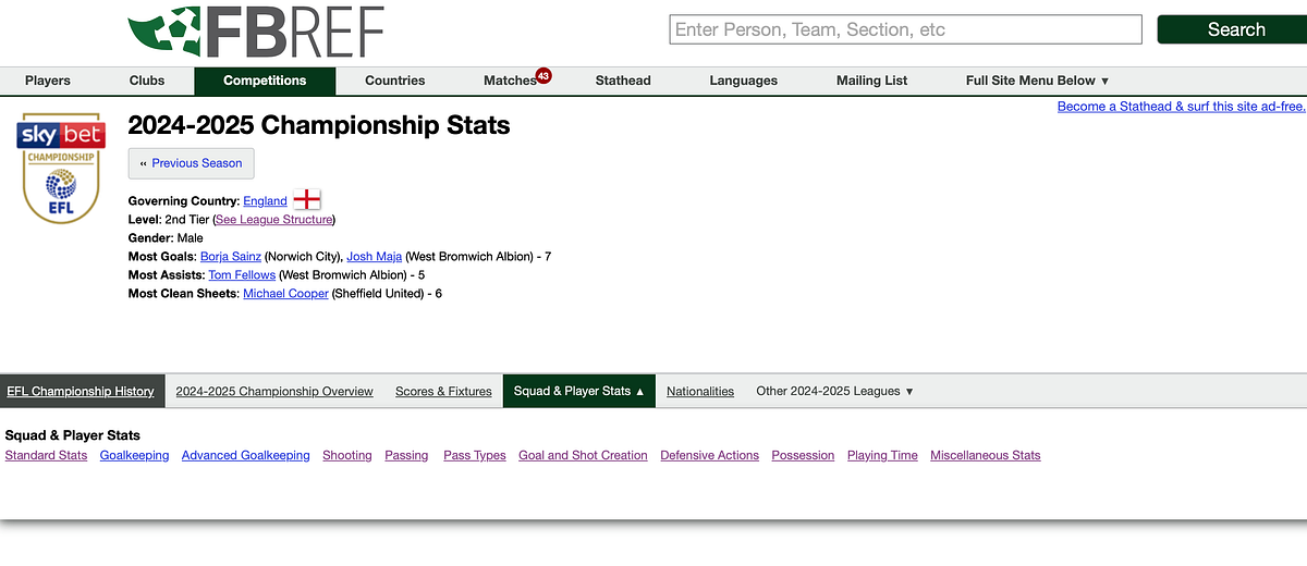Scraping FBRef for Data-Driven Scouting and Enhanced Player Profiling ...