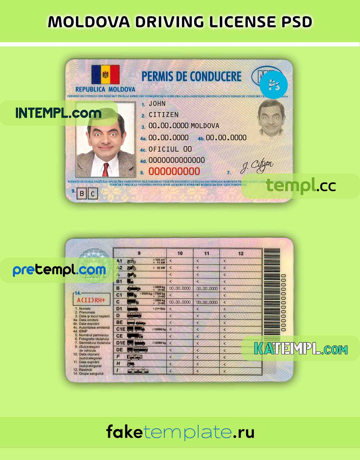 Moldova driving license PSD download template | by Intempl | Oct, 2023 ...