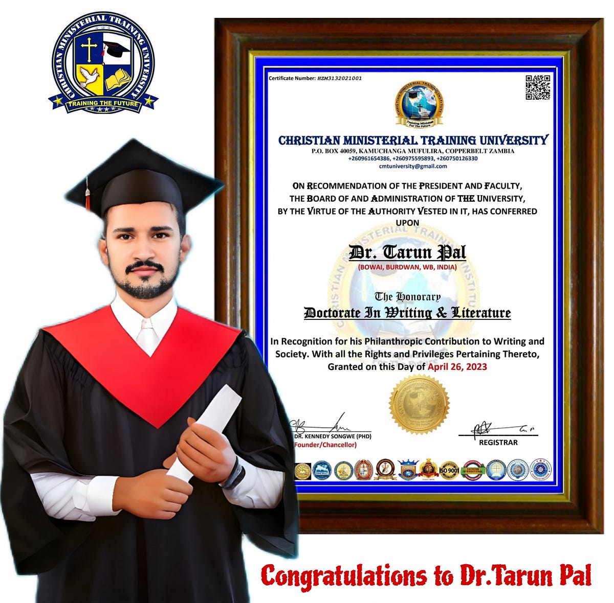 Dr. Tarun Pal Awarded Honorary Doctor of Philosophy Degree in Writing ...