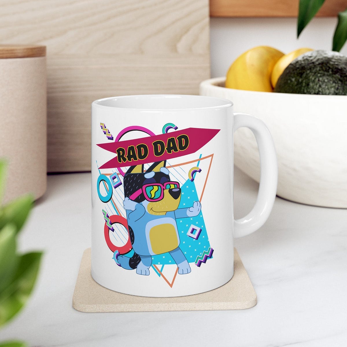 Bluey Rad Dad Bandit Coffee Mug, bluey dad mug, bluey bandit, fathers ...