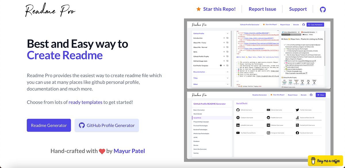 Readme Pro — An Easy and Simple way to create Readme - Mayur Patel - Medium