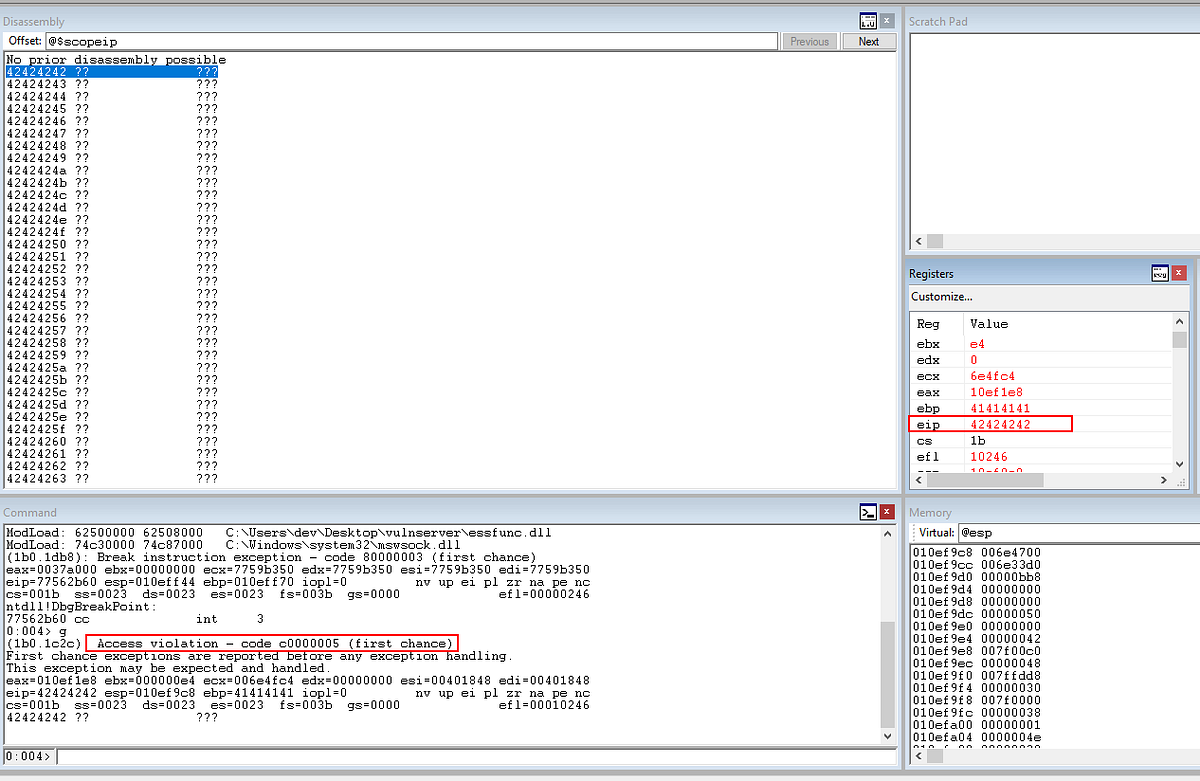 Mastering Buffer Overflows with Vulnserver | by Febi Mudiyanto | InfoSec Write-ups