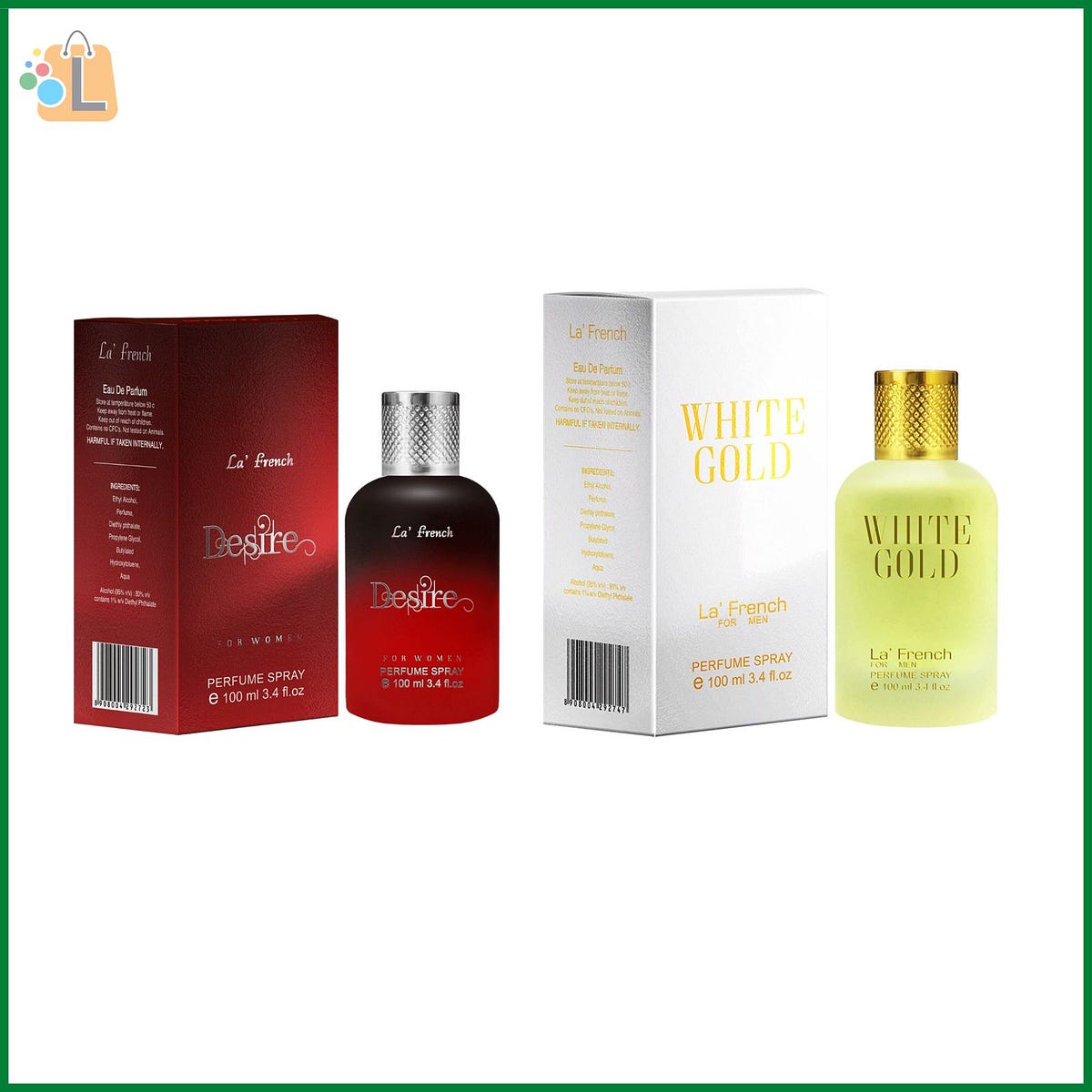 LA’ French White Gold Desire Luxury Eau De Perfumes - Netwale - Medium