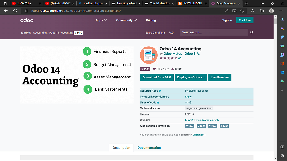 Tutorial Mengistall Modul Ekstra Accounting di Aplikasi Odoo 14 - fikri ...