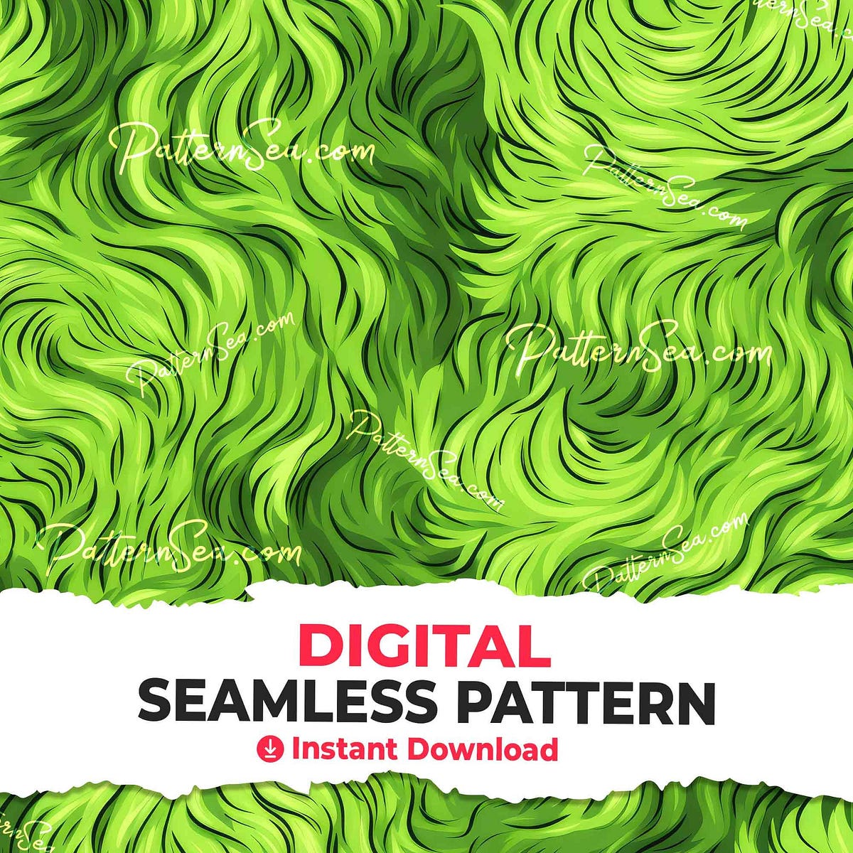 Green Fur Christmas Digital Seamless Pattern File Papers Sublimation ...