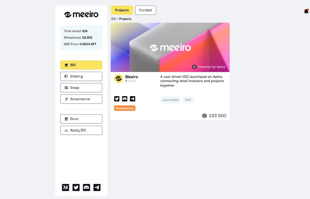 Meeiro IDO launchpad on Aptos!!!. Aptos team announced the release of… | by Dambar | Medium