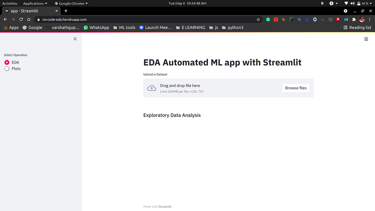 No_Code_EDA | Semi-automated EDA process using Streamlit | by Varshath Gupta S | featurepreneur ...
