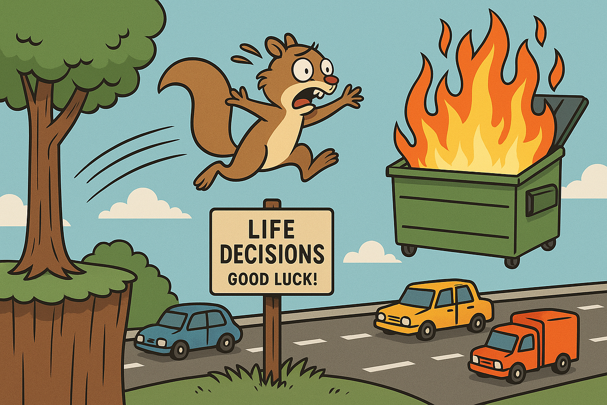“Your Life’s a Squirrel Mid-Leap—Pray It’s Not Toward a Dumpster Fire ...