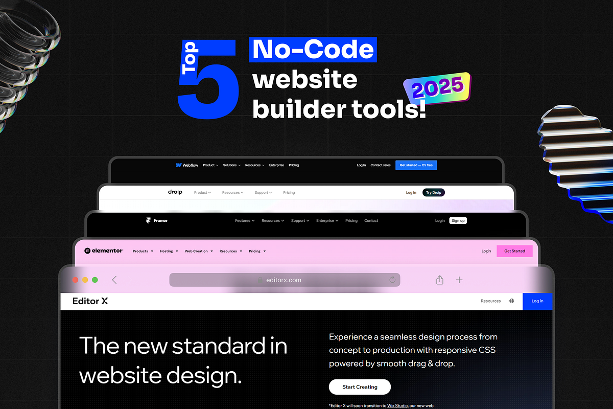 Top 5 No-Code Website Builders in 2025! | by Mohammad Shahrukh (UI/UX ...