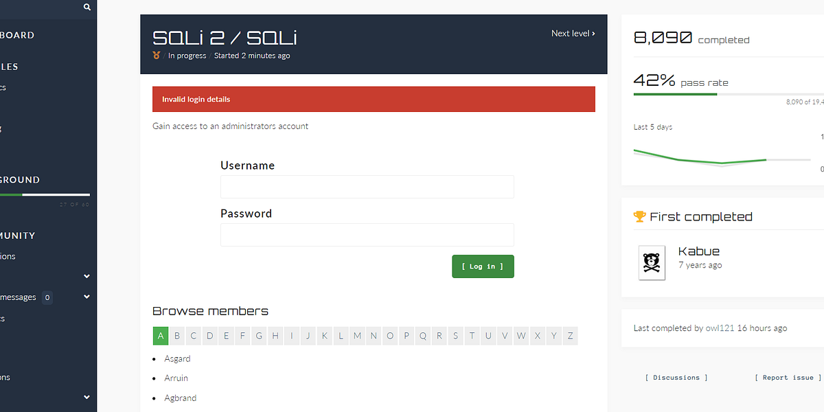 “Defend the Web” write-up (SQLi2 SQLi — Hacking admin username ...