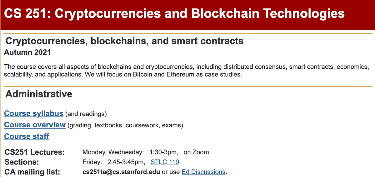 A Complete Self-study Guide for Stanford Blockchain Course CS251 | by Dong | Medium