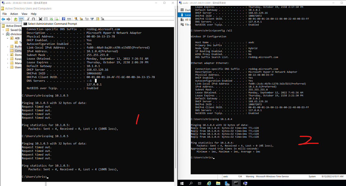 Azure Networking-VM 1 ping VM2 time out - Chris Life & Tech - Medium