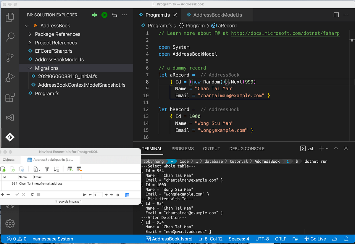 F# & Entity Framework Core. with .NET5 & PostgreSQL | by To Kin Hang ...