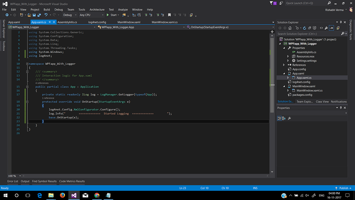 Logger for WPF Application. Using Apache log4net. | by Rishabh Verma | Nerd Stuff | Medium