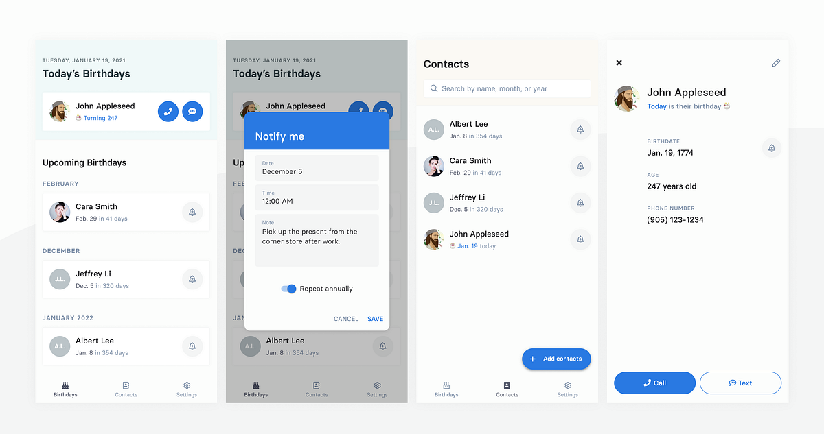 Designing a birthday reminder app | Bootcamp