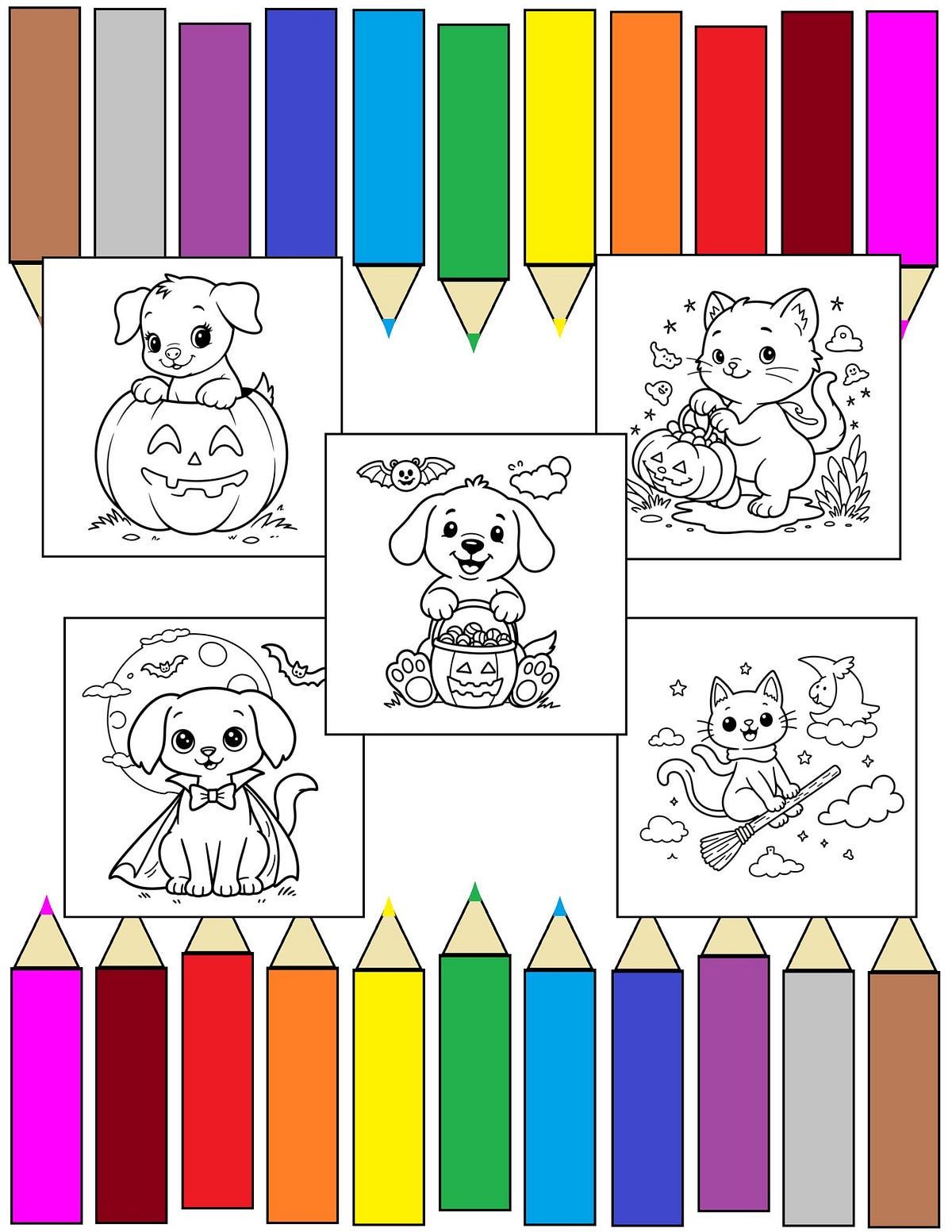 Halloween Cat & Dog- Colouring Page Edition | by Ashisholtikar | Oct ...