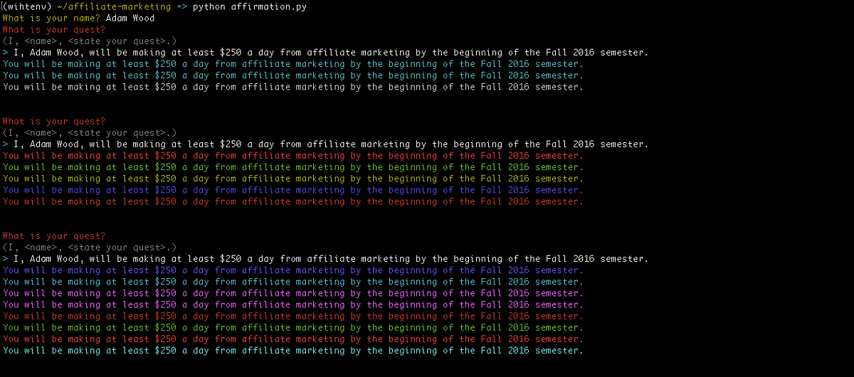 Affirmations at the Command Line. Using the shell as the interface for ...