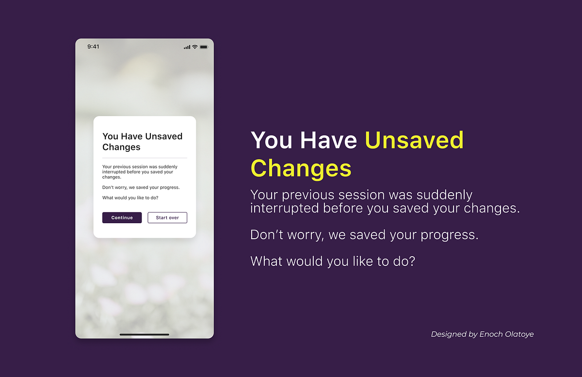 Writing for the User: Unsaved Changes | by Olatoye Enoch | Bootcamp | Medium