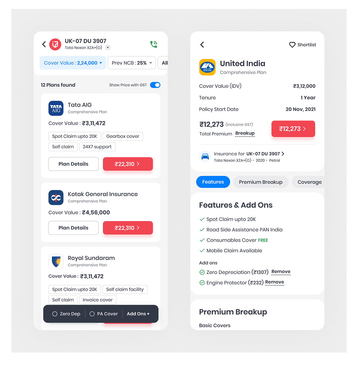 Improve Plan Selection in Motor Insurance Journey | UI/UX Case Study ...