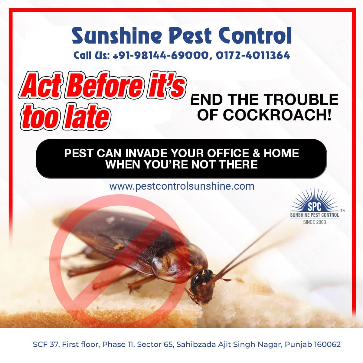 End The Trouble Of Cockroaches - Sunshine Pest Control(Mr. Arshi Singh ...