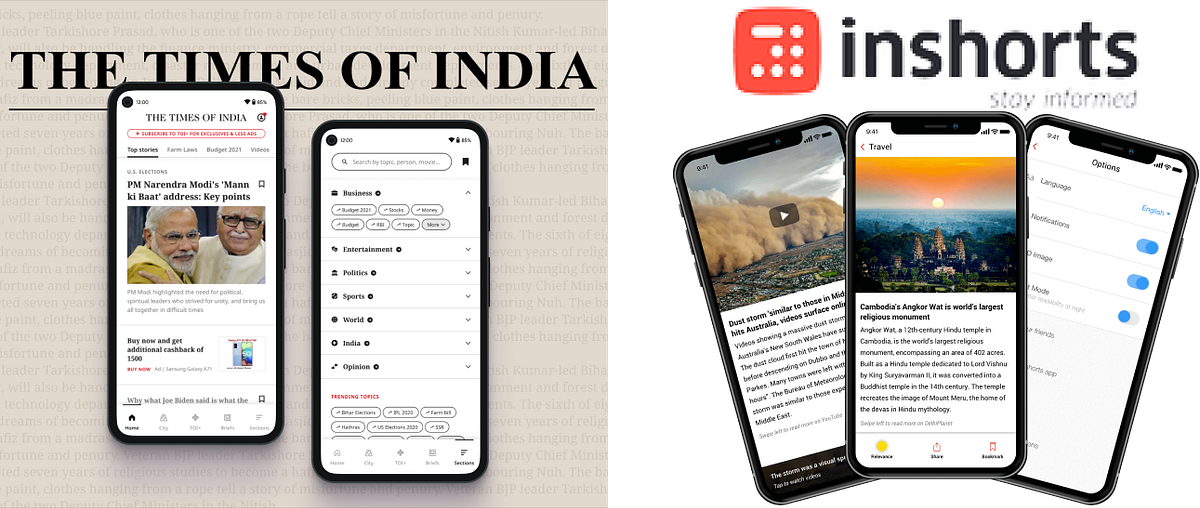 A UX Showdown Between Times of India and Inshorts | by Subhadra Nayak ...