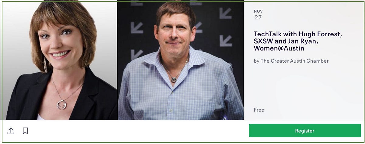 TechTalk with Jan Ryan on Tues, Nov 27 | by Hugh Forrest | Austin Startups