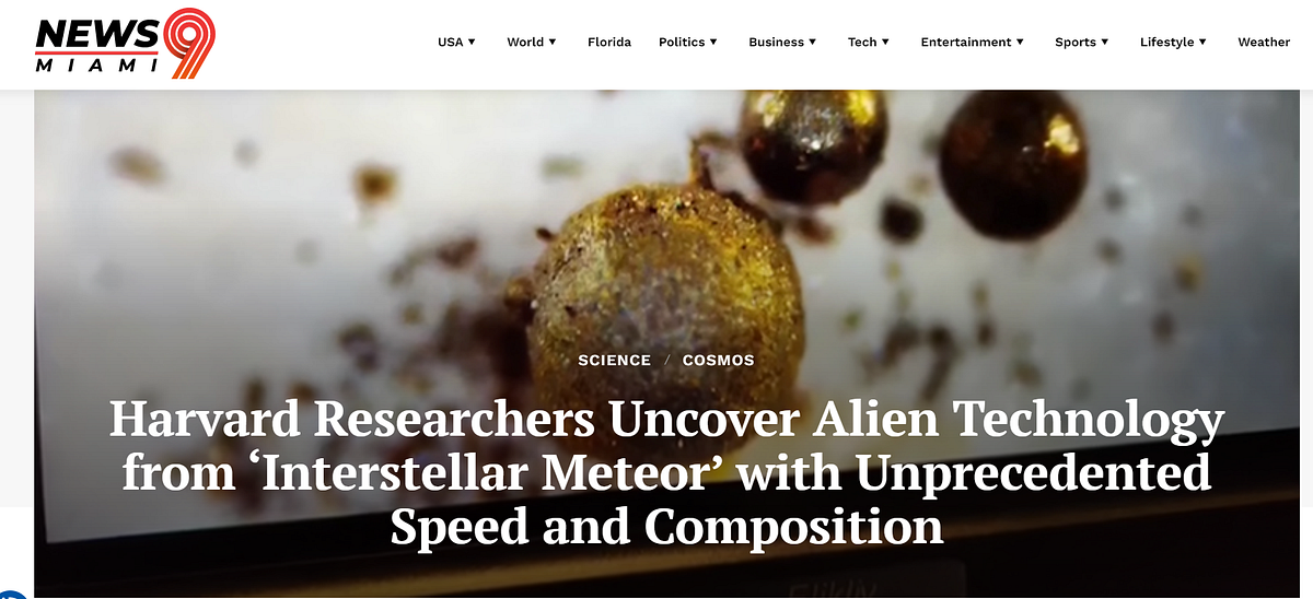Harvard Researchers Uncover Alien Technology from ‘Interstellar Meteor ...